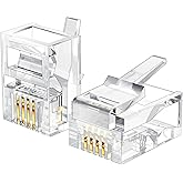 Amazon.com: Uvital 100 Pack RJ11 6P4C Plug, Telephone Handset Flat Cord Cable Modular Plug ...
