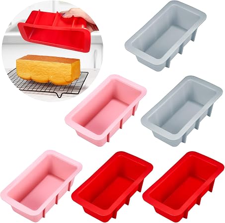 6 Pieces Mini Silicone Bread Loaf Pan Nonstick Loaf Cake Pans Silicone ...