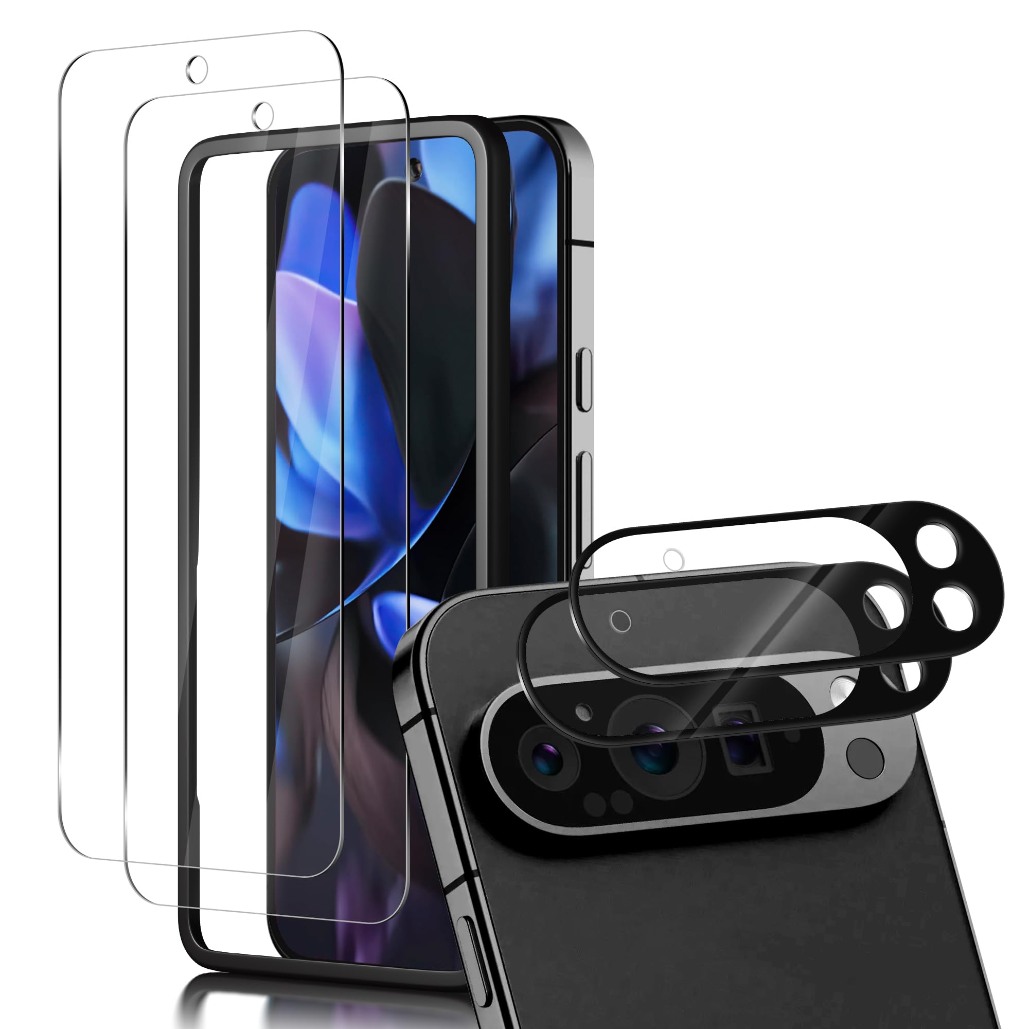 Orzero (2+2) Compatible for Google Pixel 9 Pro, 2 Pack Screen Protector ...