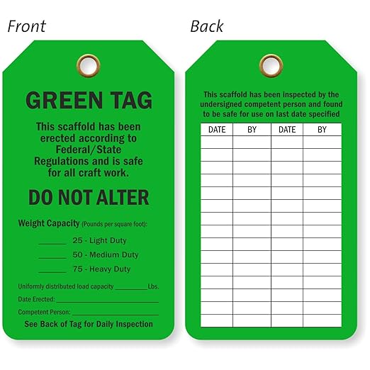 Amazon.com: SmartSign "Green Tag - Do Not Alter" 2-Sided Scaffold ...