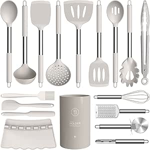 Amazon.com: Silicone Cooking Utensils Set - Heat Resistant Kitchen ...