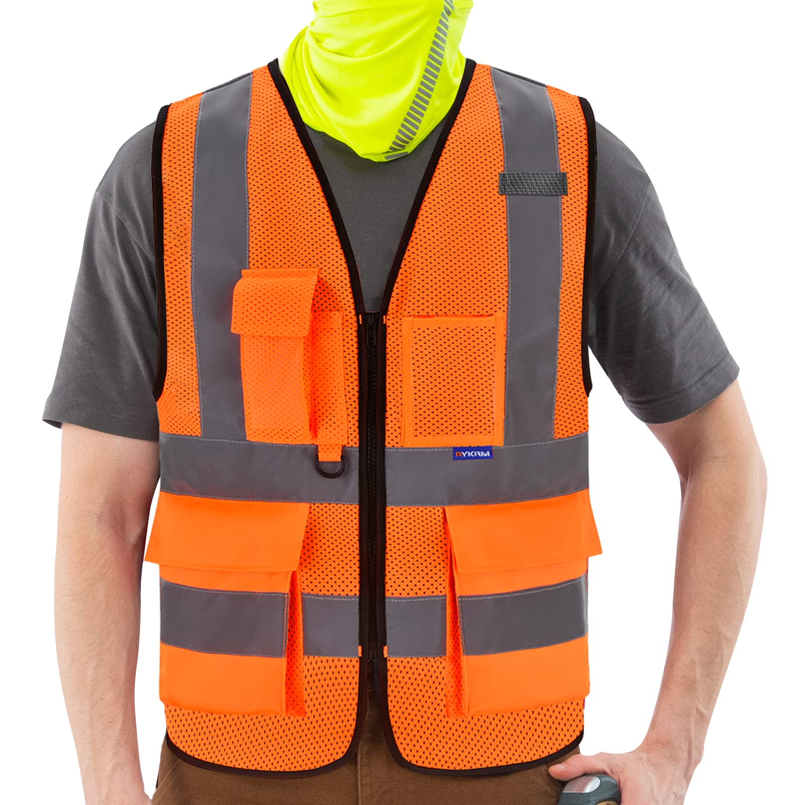 A-SAFETY High Visibility Mesh Safety Reflective Vest with Pockets and ...