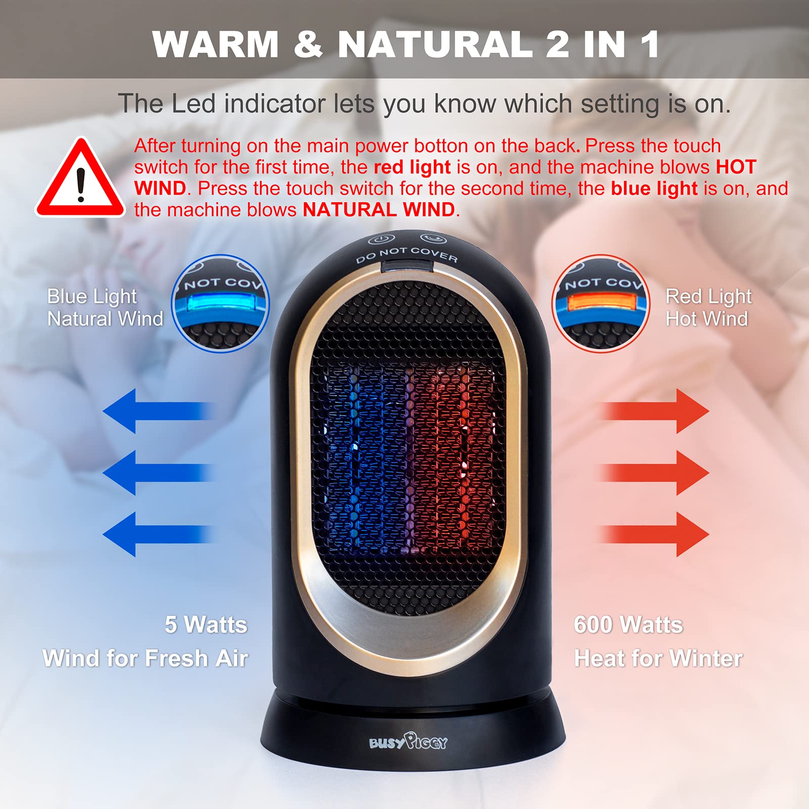 Mua BUSYPIGGY Portable Electric Space Heater, 600W ETL Certified ...