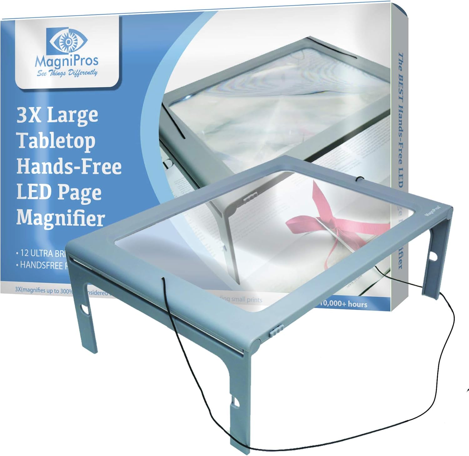 3X Large Full Page Magnifier with 12 LED Lights[Provide Evenly Lit ...