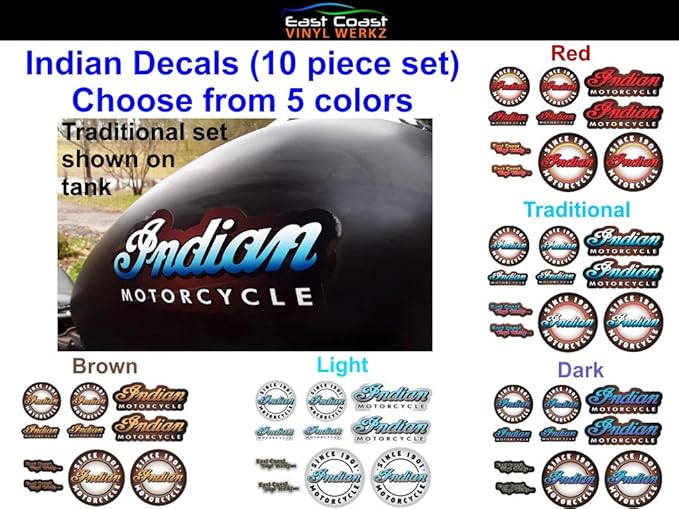 Amazon.com: Indian Vinyl Decals 10 pc Set - Pick from 5 Color Choices ...