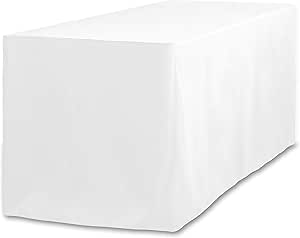 Amazon.com: LinenTablecloth 6 ft. Fitted Polyester Tablecloth White ...