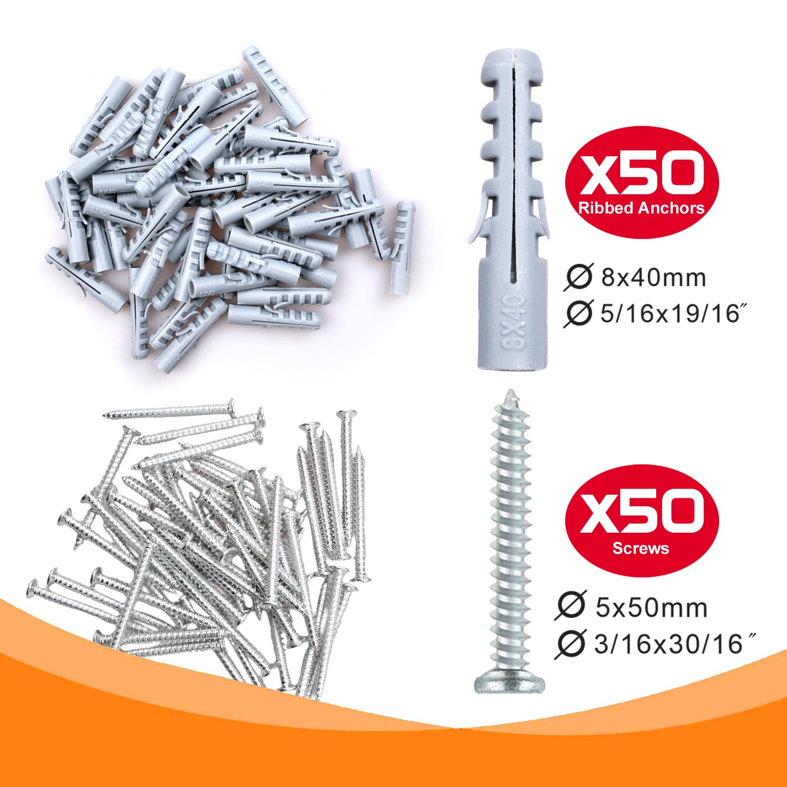 Mua 100-Piece 8# Drywall Anchors and Screws Set - Screws and Anchors ...