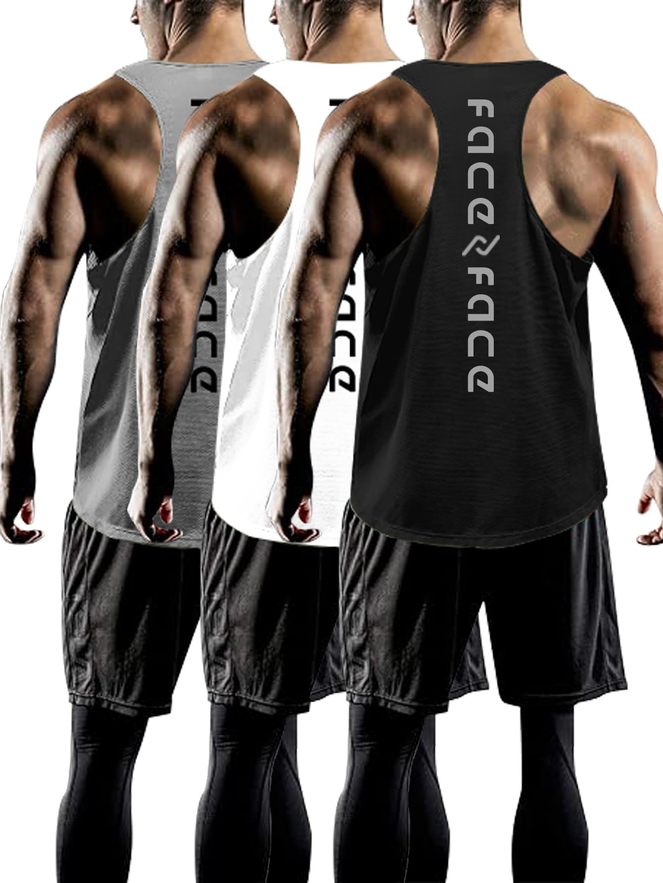 Tank Tops Men Y-Back Muscle 3 Pack Dry Fit Sleeveless Workout Tank Tops ...