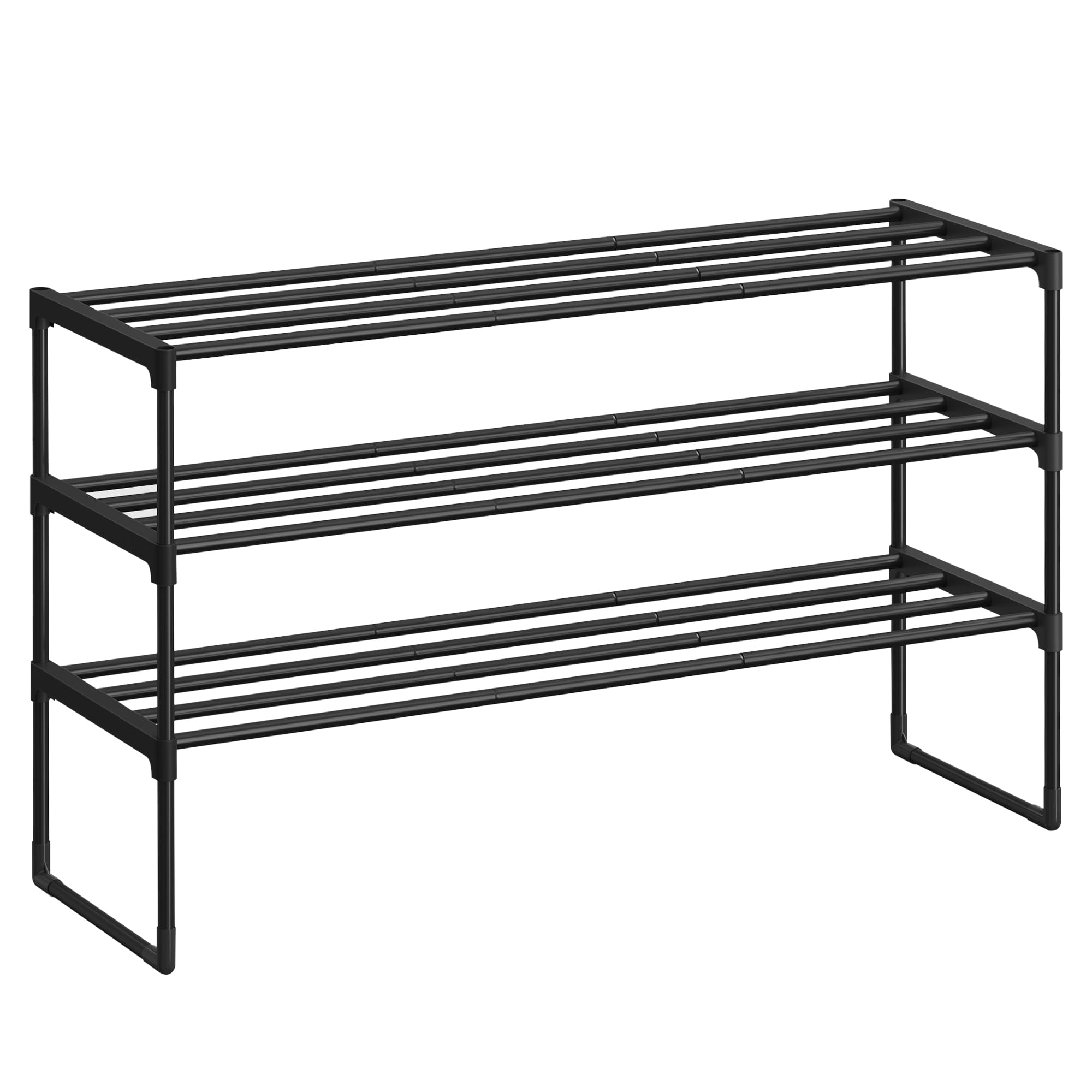 SONGMICS Shoe Rack, 3-Tier Shoe Organizer, Metal Storage Shelf, Upright ...