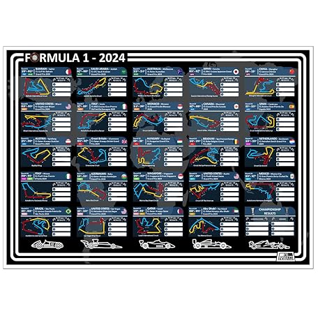 Mua Formula 1 Racing Schedule 2024 Wallchart (SRA3 Poster 450mm x 320mm ...