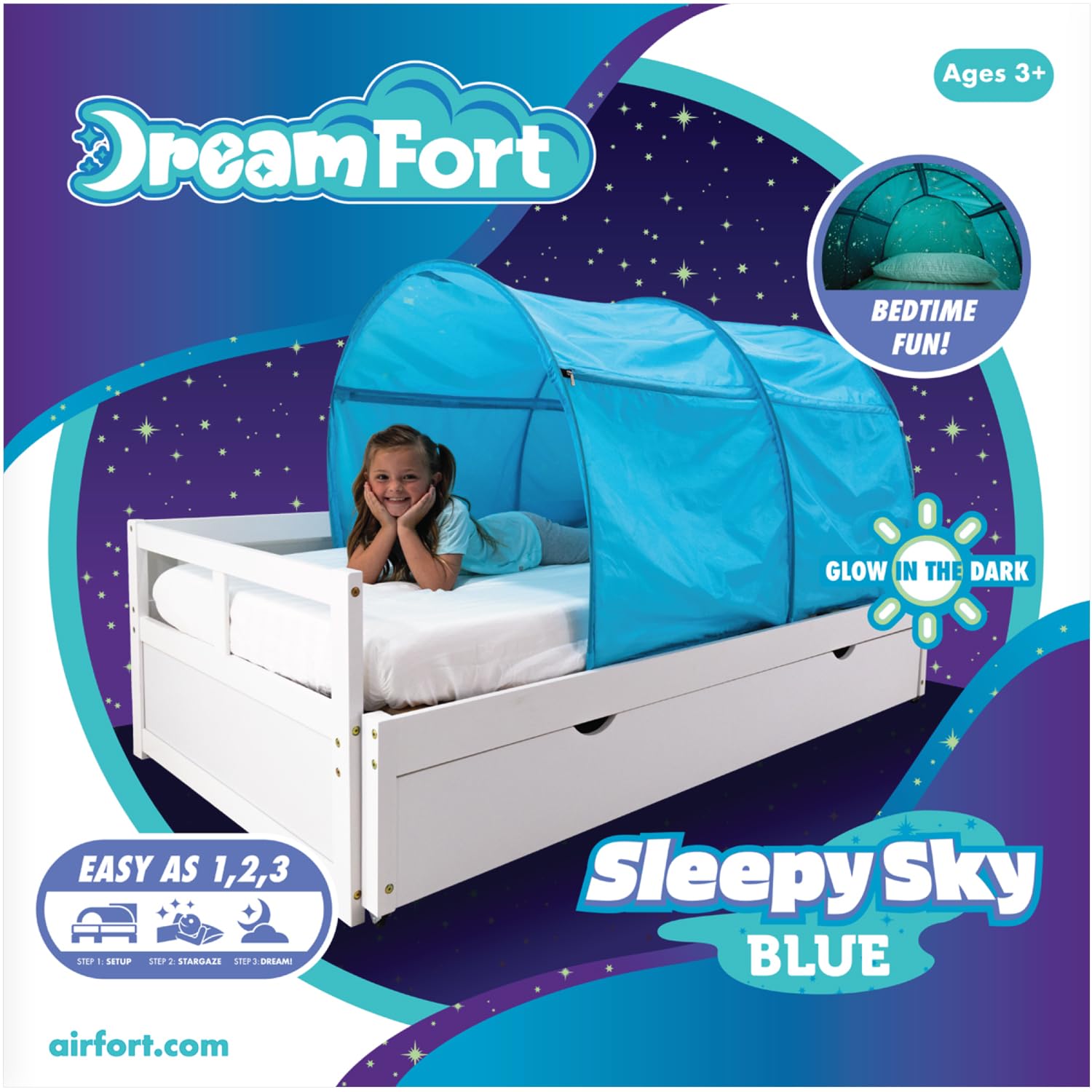AIR FORT Original DreamFort - Pop Up Portable Twin Bed Canopy - Glow in ...