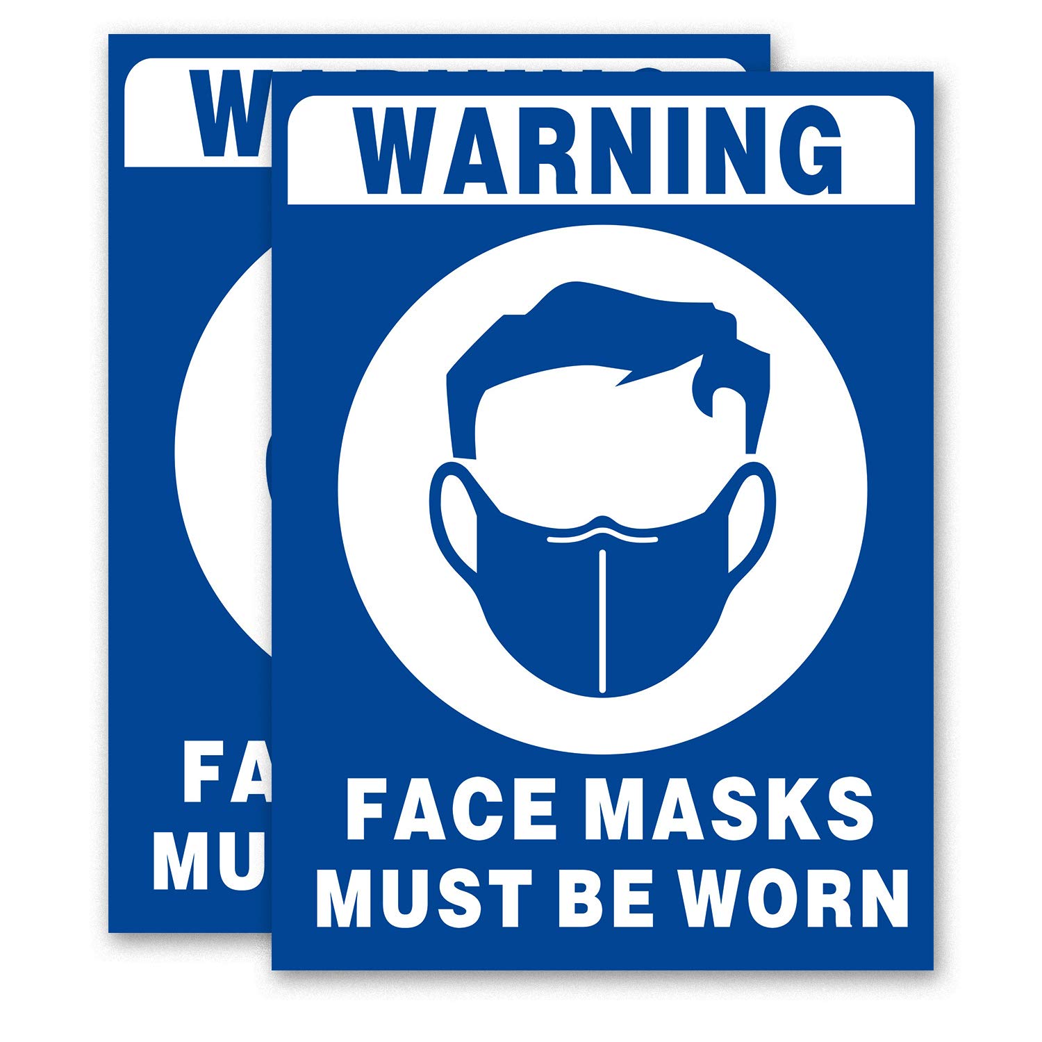 Buy 2 Pack Safety Sign -"Face Coverings Must Be Worn"，Self Adhesive ...
