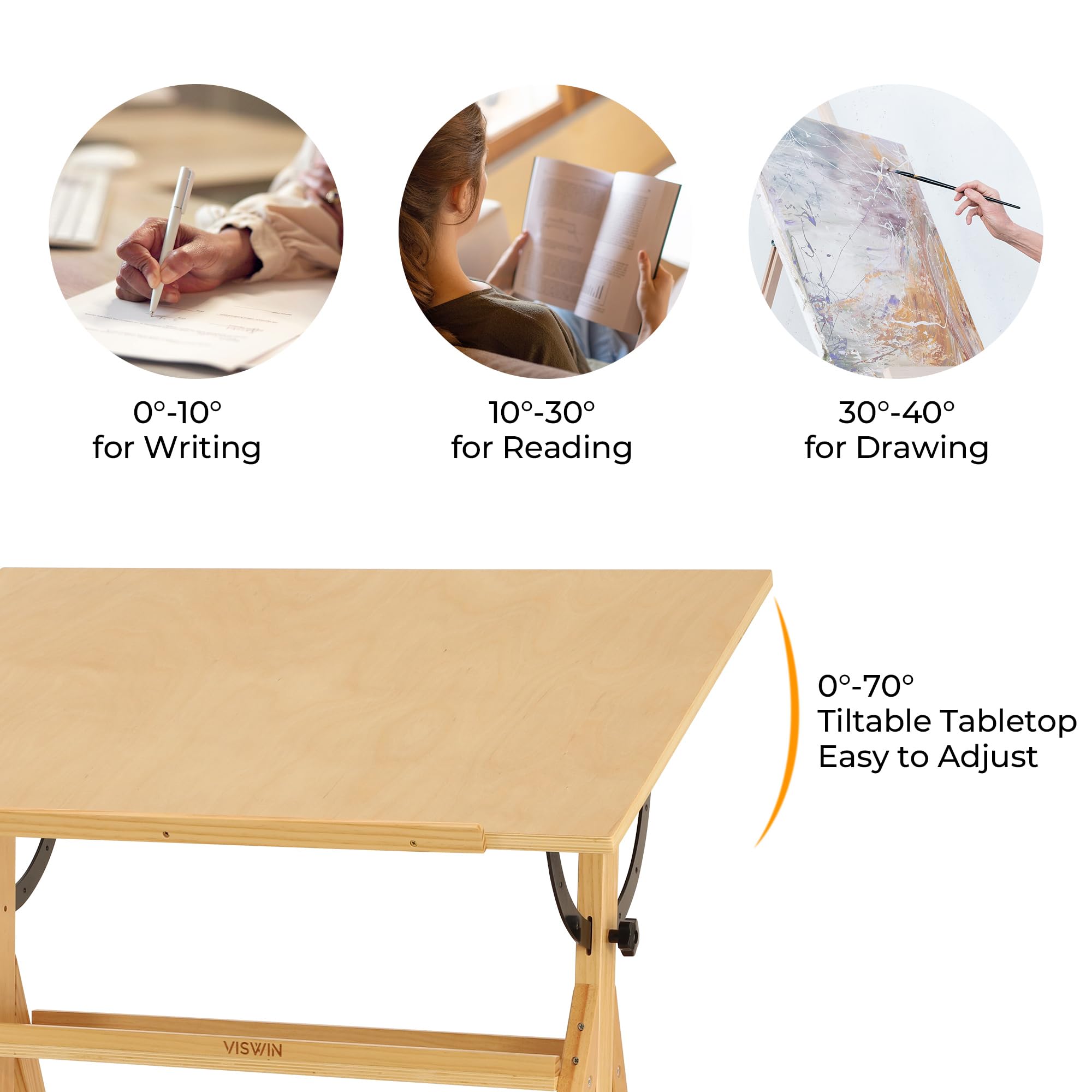 VISWIN Wood Drafting Table For Adults, Drawing Table With Adjustable ...