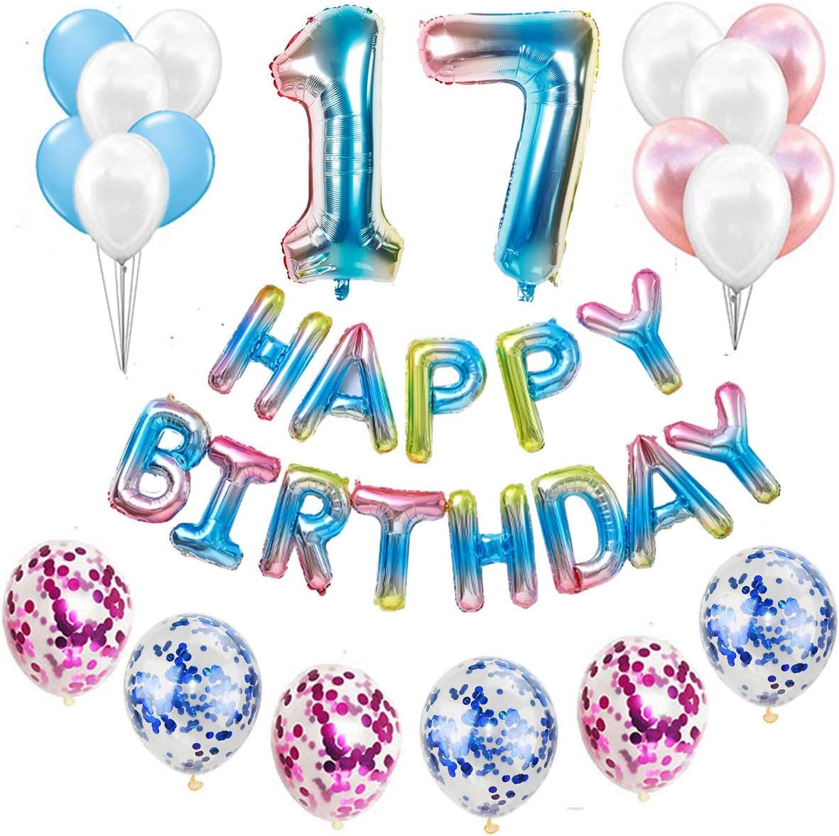 17th Birthday Decoration Set for Girls Boys Rainbow, Birthday ...