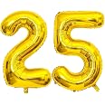 Amazon.com: Gold 25 Number Balloons, 40 Inch Giant Number 25 Balloons ...