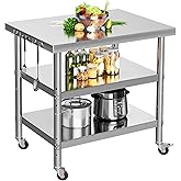 Amazon.com - YITAHOME 36" x 24" Stainless Steel Table with Wheels for ...