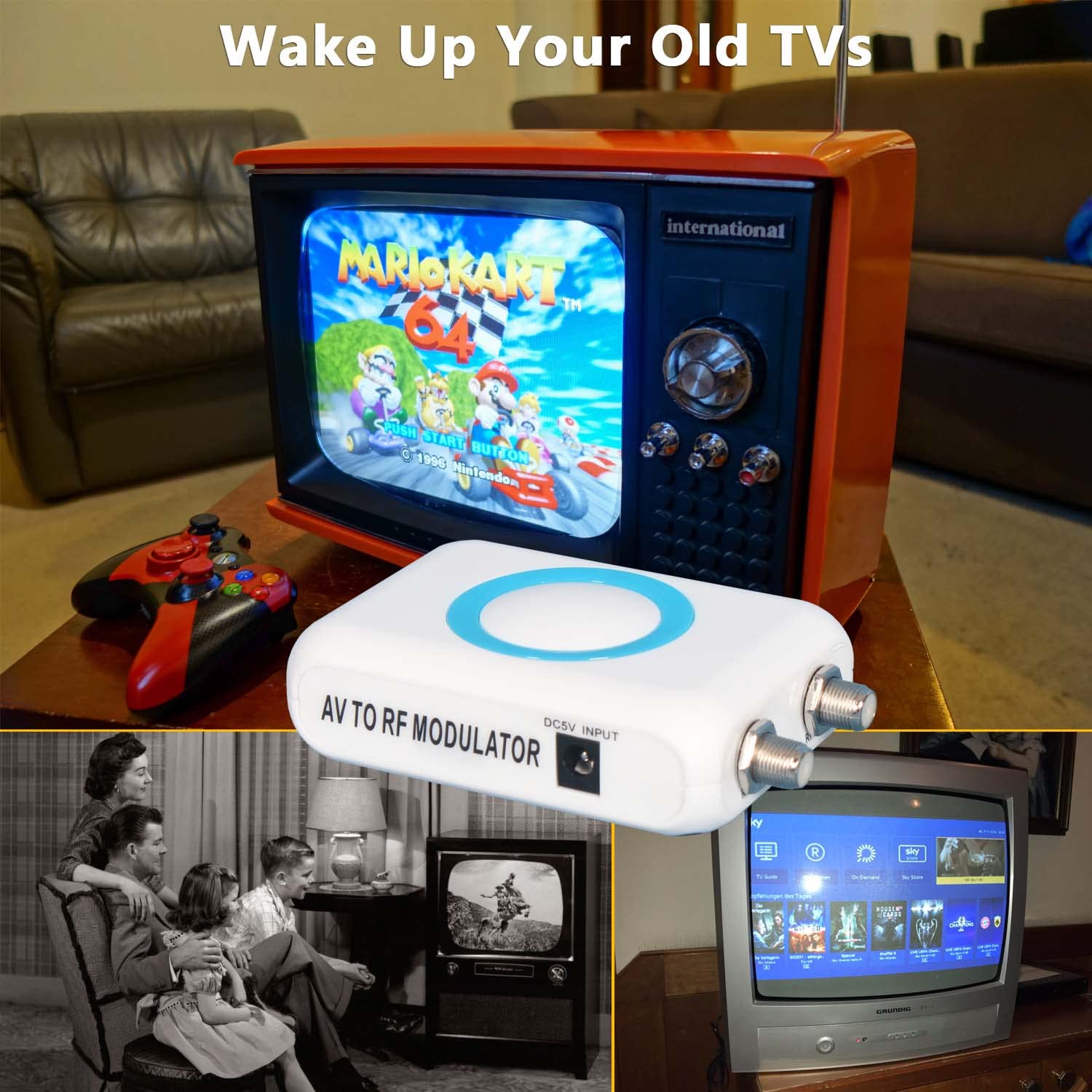 Mua RF Modulator RCA Coax Adapter CVBS VHF Converter w/Channel Switch ...