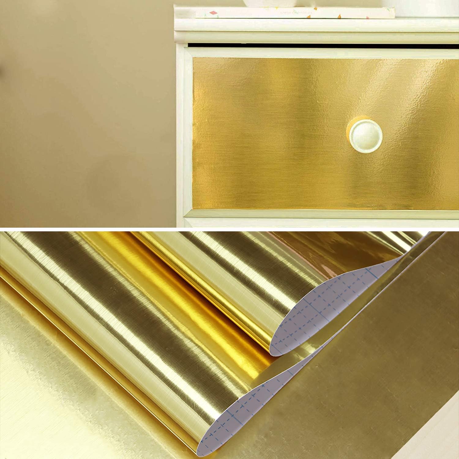 Gleom Gold Metallic Contact Paper 17.7”x118” Gold Stainless Steel ...