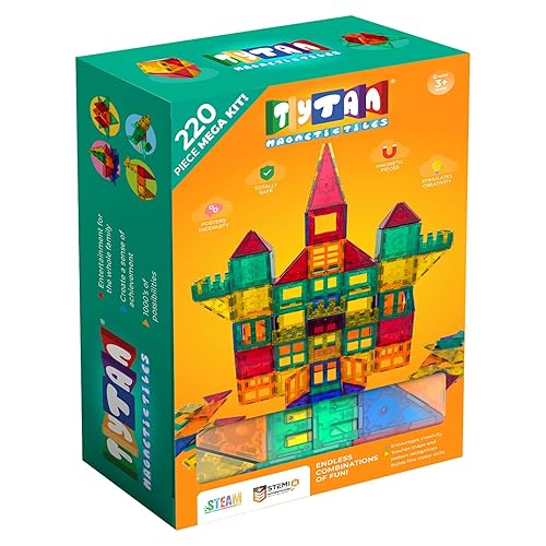 Tytan TILES 220-Piece SUPERSIZED Magnetic Tiles Building Set, 1000s of ...