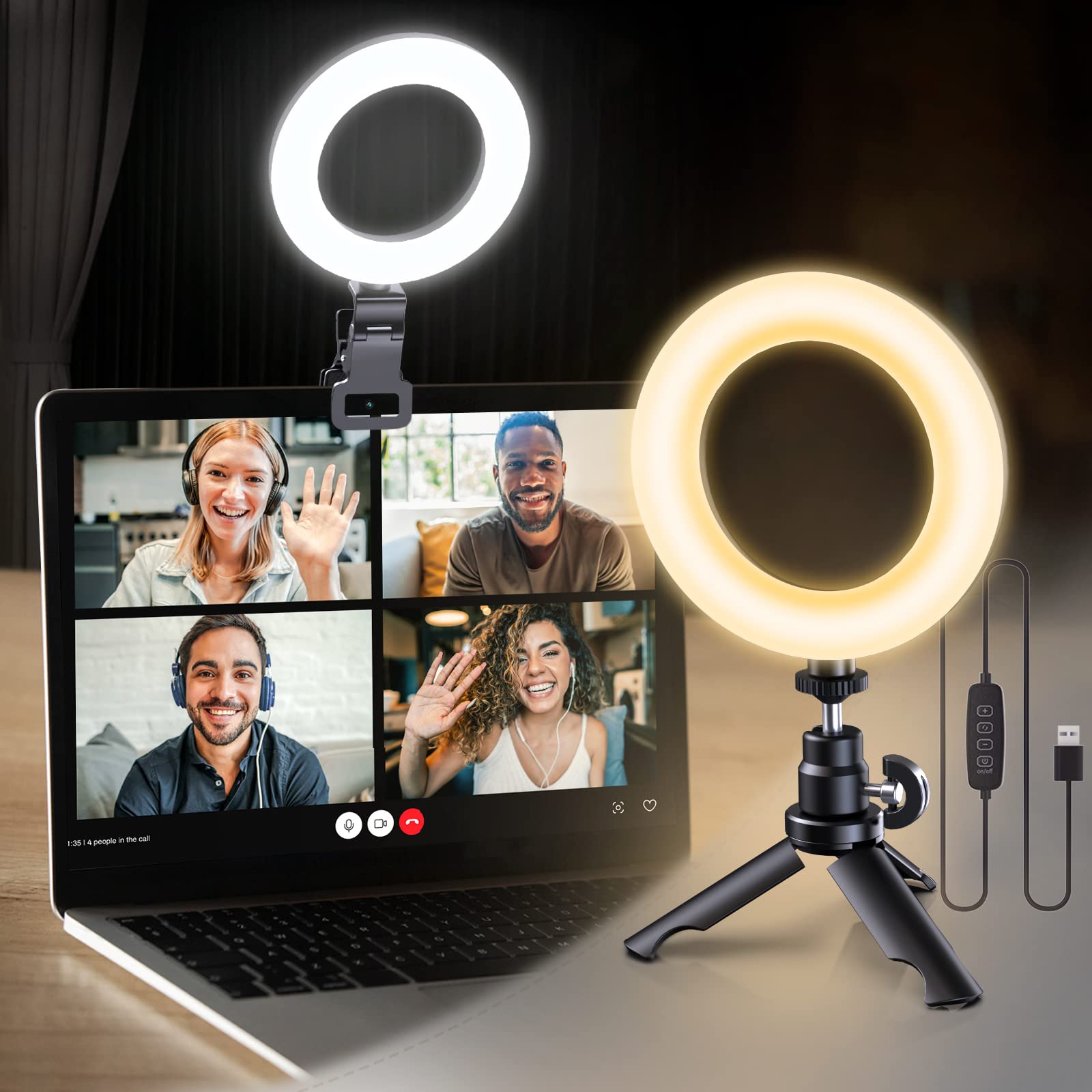 Mua Desk Ring Light for Laptop Computer - Clip on Desktop Ring Light ...