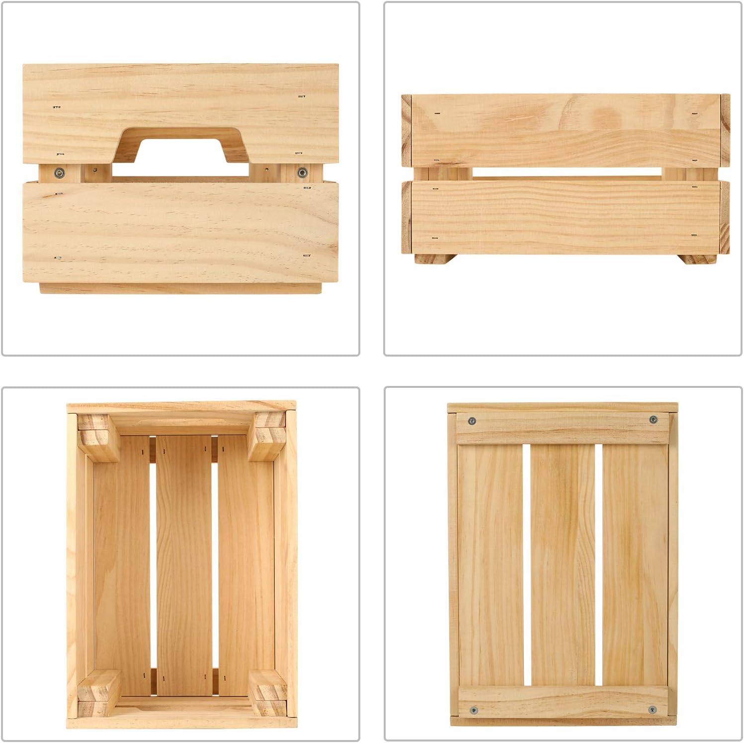 EasyPAG Pack of 2 Stackable Wooden Crate Versatile Wood Shelf Storage ...