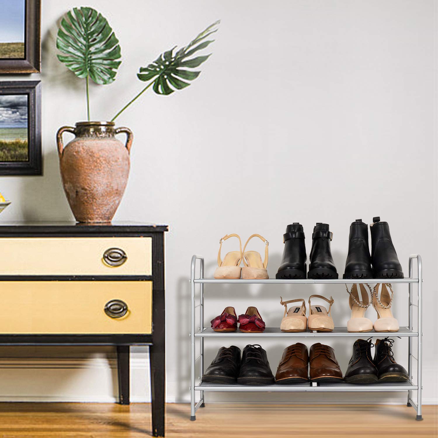 Bextsware Stackable Metal Mesh Utility Shoe Rack (Silver) | Pricepulse