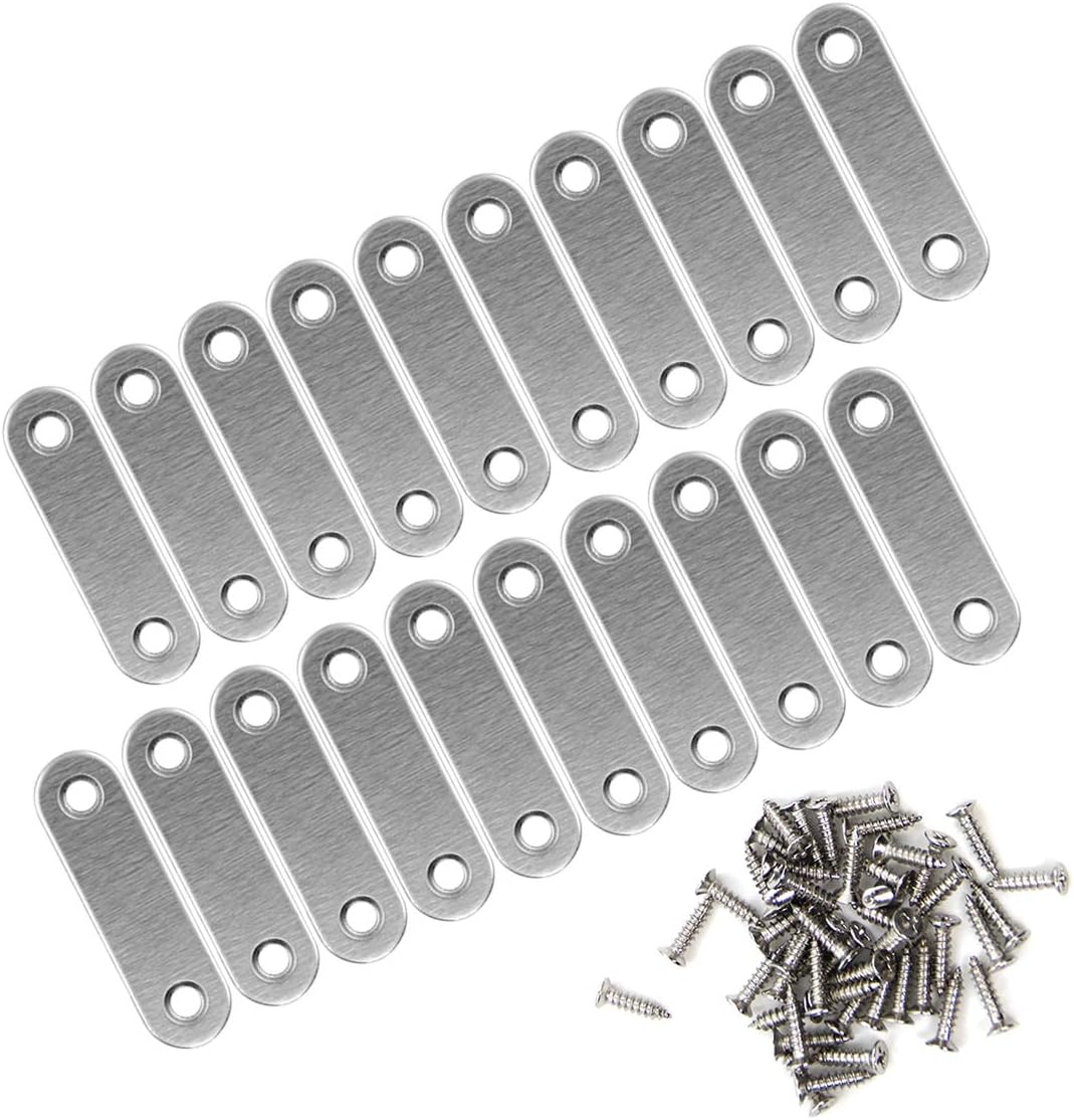 20 Pcs Flat Corner Brace Plates, BetterJonny 57 * 16mm Stainless Steel ...