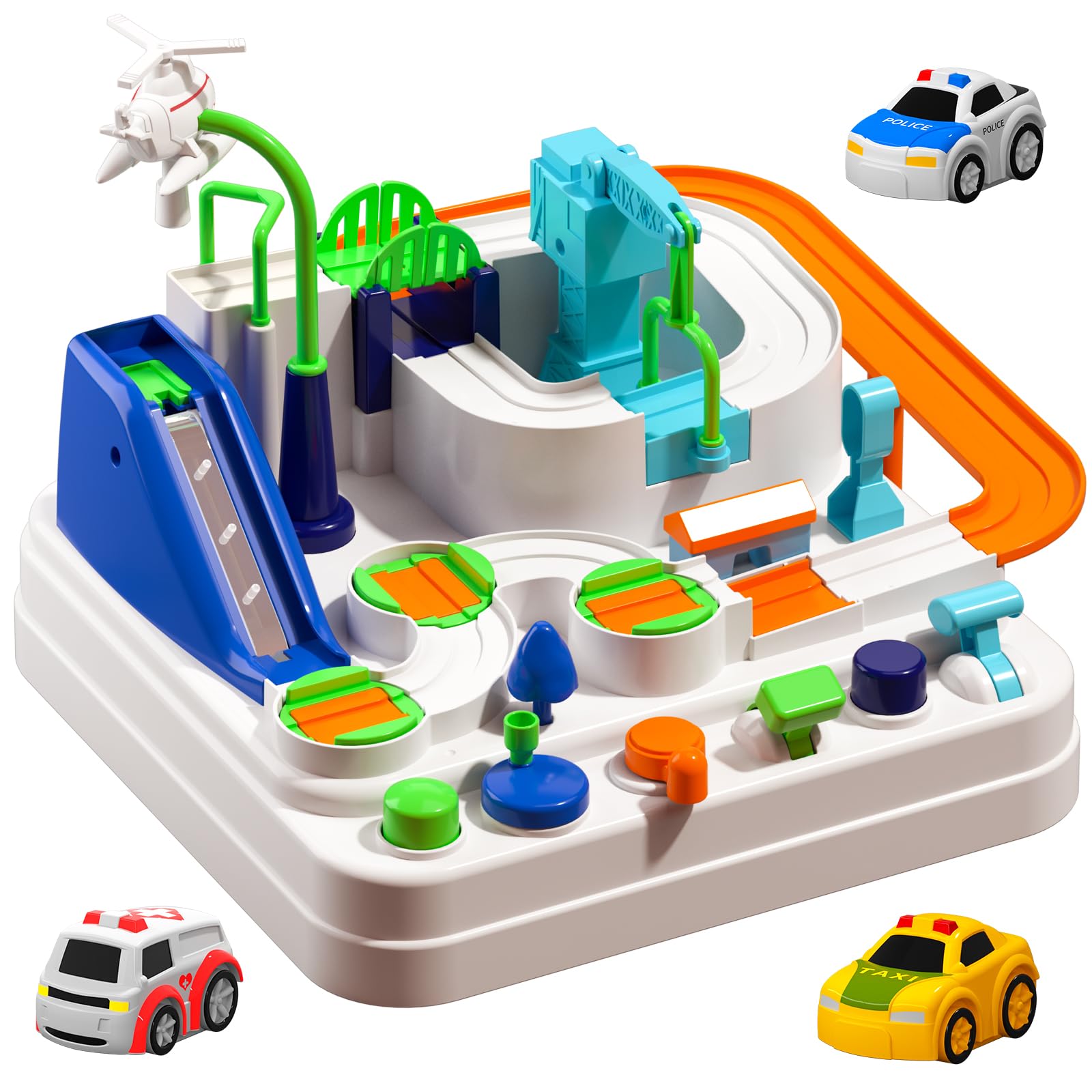 TEMI Boys Toys Car Track, Kids Race Track City Adventurous Toy for 3 4 ...