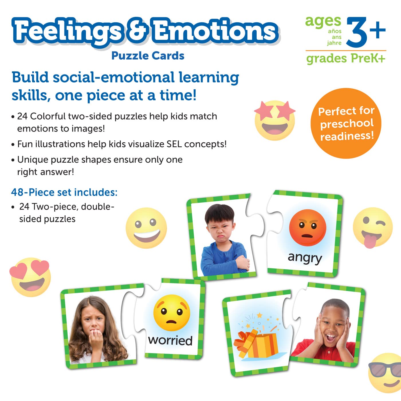 Mua Learning Resources Feelings & Emotions Puzzle Cards, 48 Pieces ...