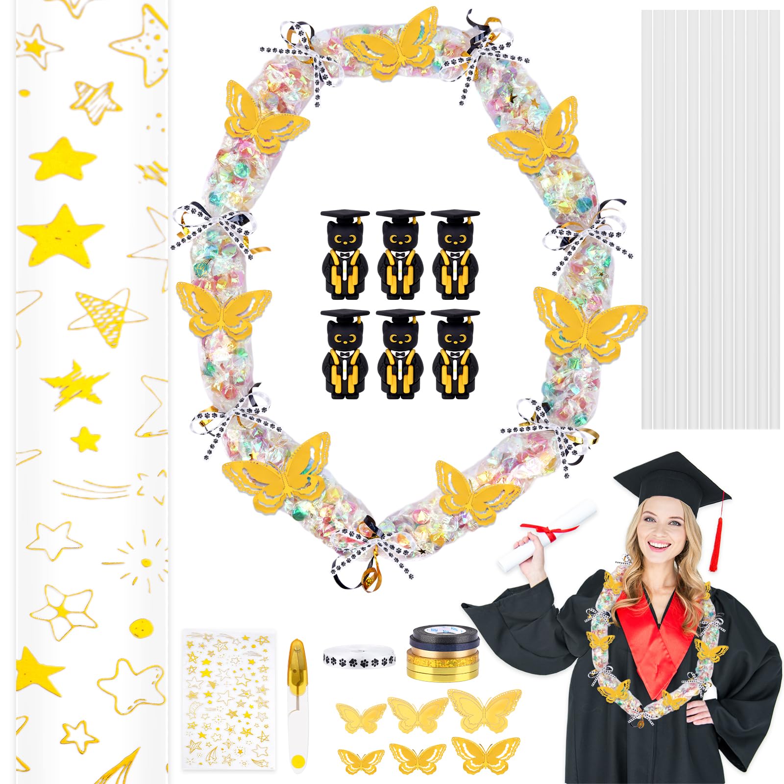 2025 Graduation Leis, 12 Pcs Graduation Candy Lei Tubing Making Kit ...