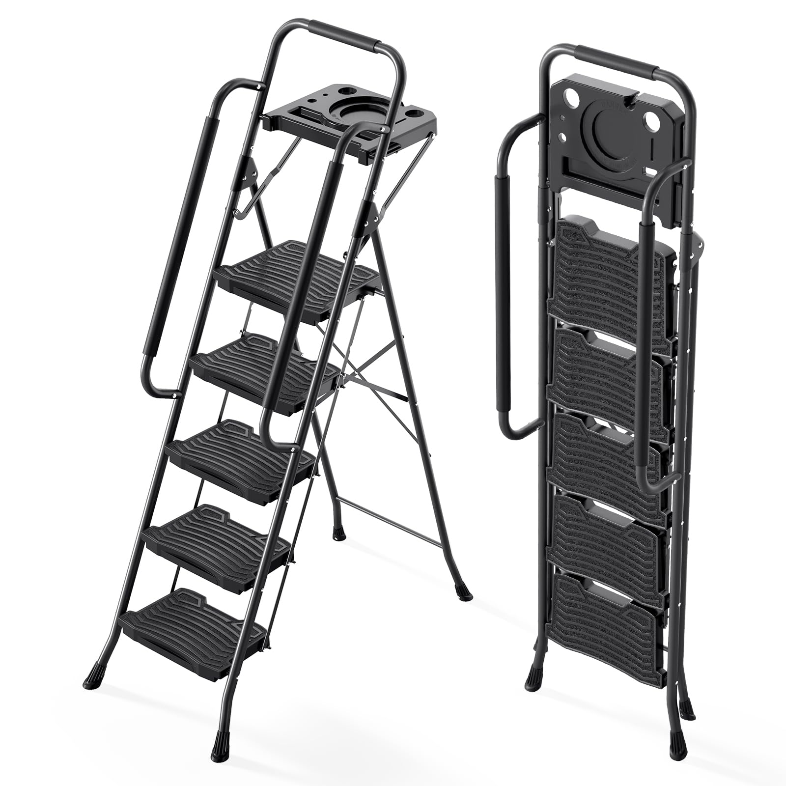 KINGRACK 5 Step Ladder with Tool Platform, 900 lbs Sturdy Step Stool ...