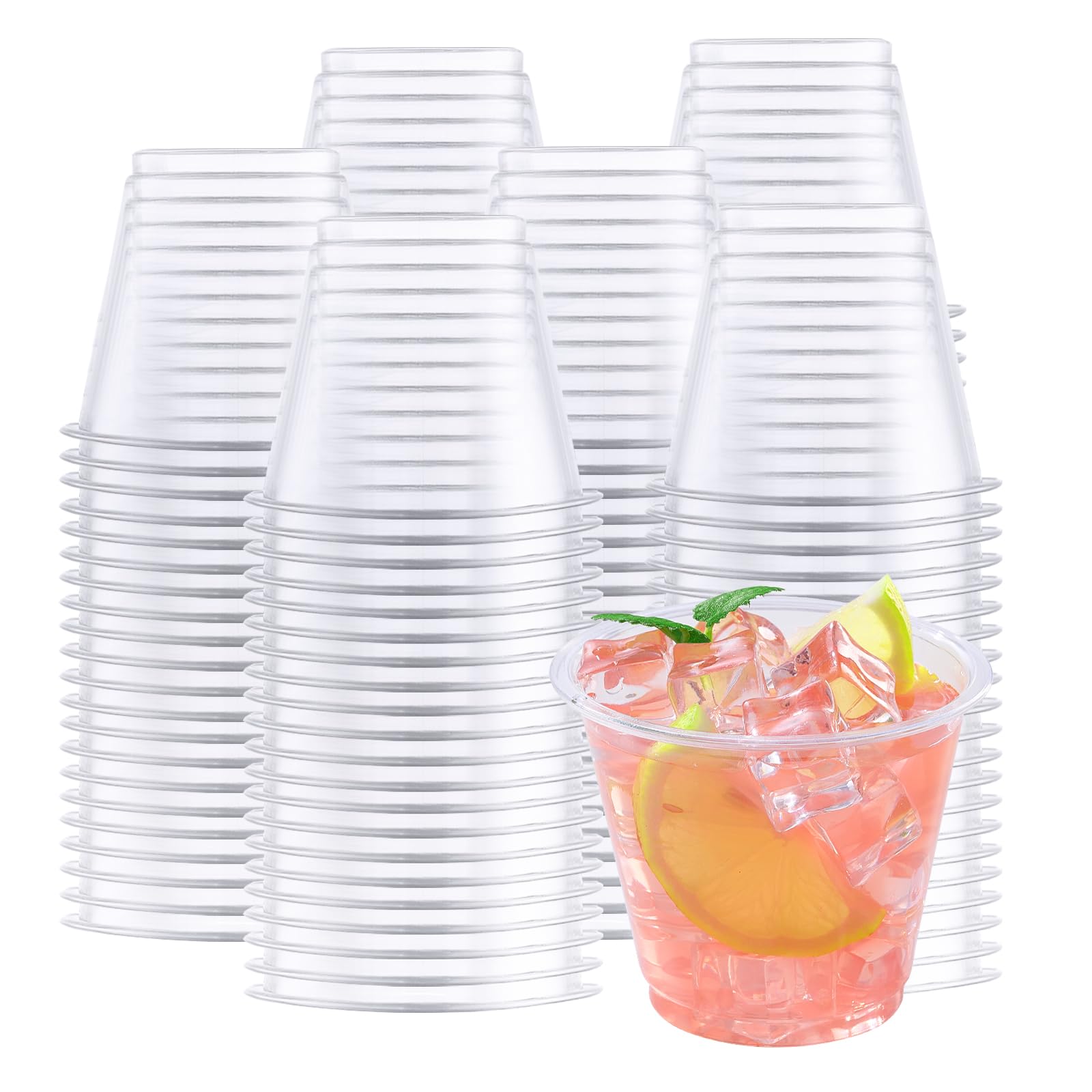 WELLIFE 9 oz Clear Plastic Cups 300 Pack, Disposable Party Cups Plastic ...