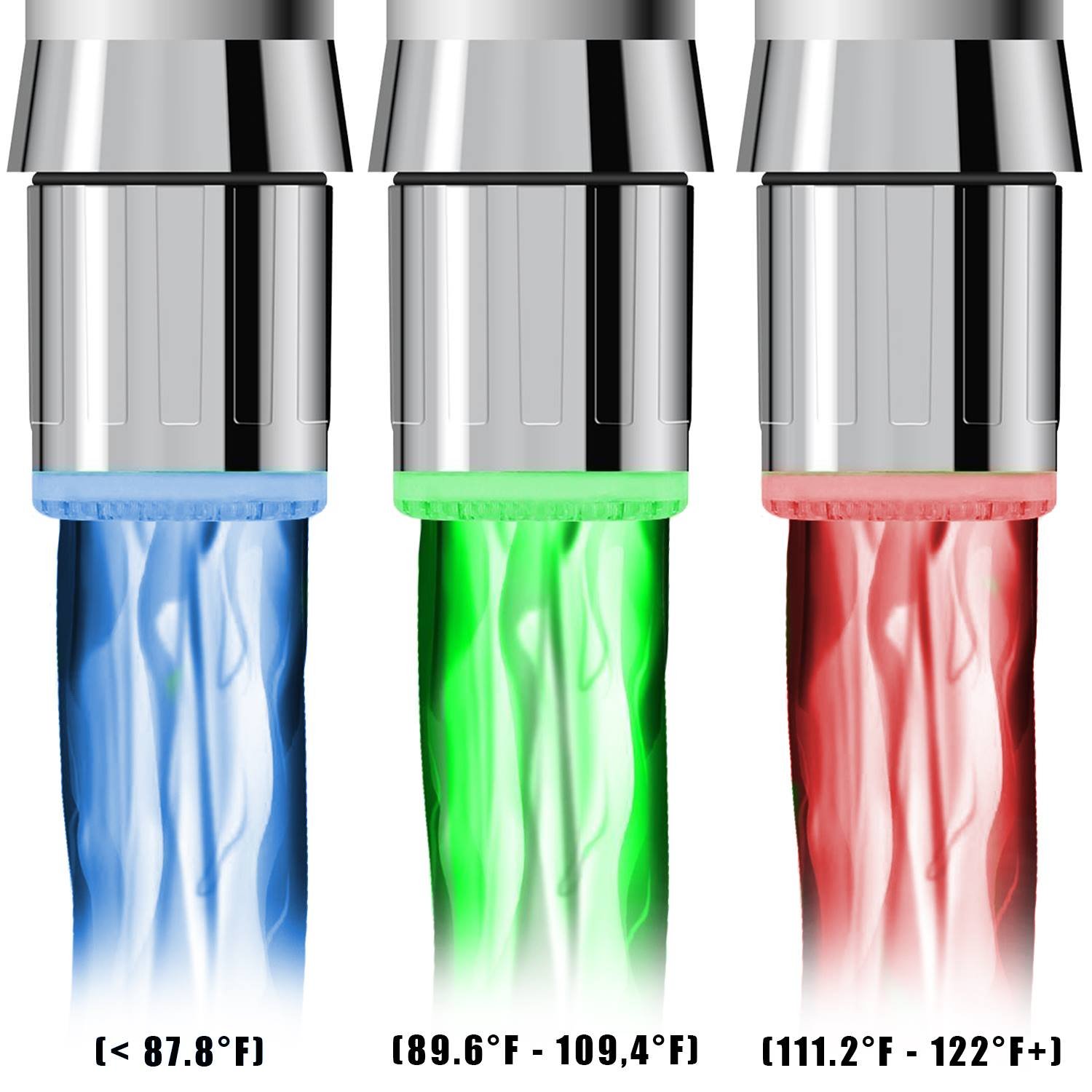 TFSeven® Water Glow LED Faucet Light with Temperature Sensor + 3 ...