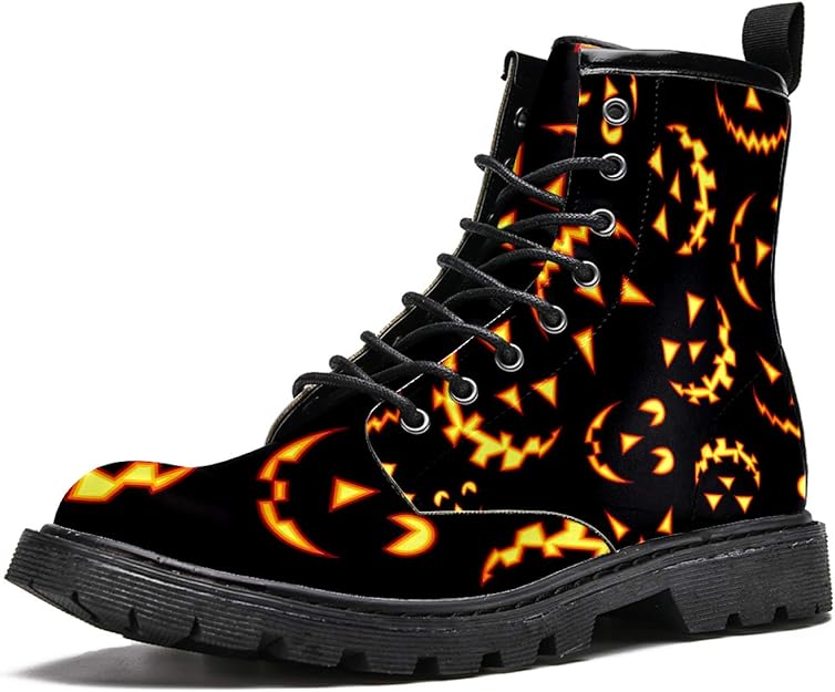 Amazon.com | MAPOLO Boots for Women Halloween Horror Symbols Print ...