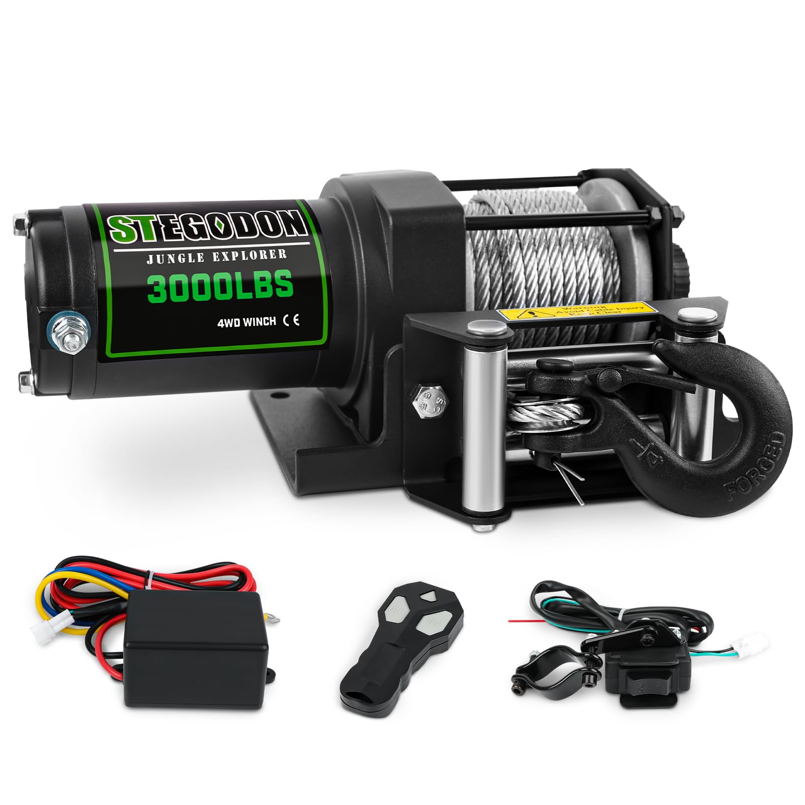 STIMULATER 3000lb ATV Winch,Electric Winch 12V,Winch with Steel Cable ...