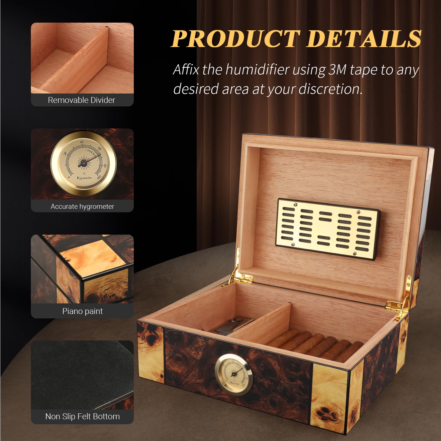 Mua FANKAI Cigar Humidor, Cedar Wood Cigar Case Box with Humidifier ...