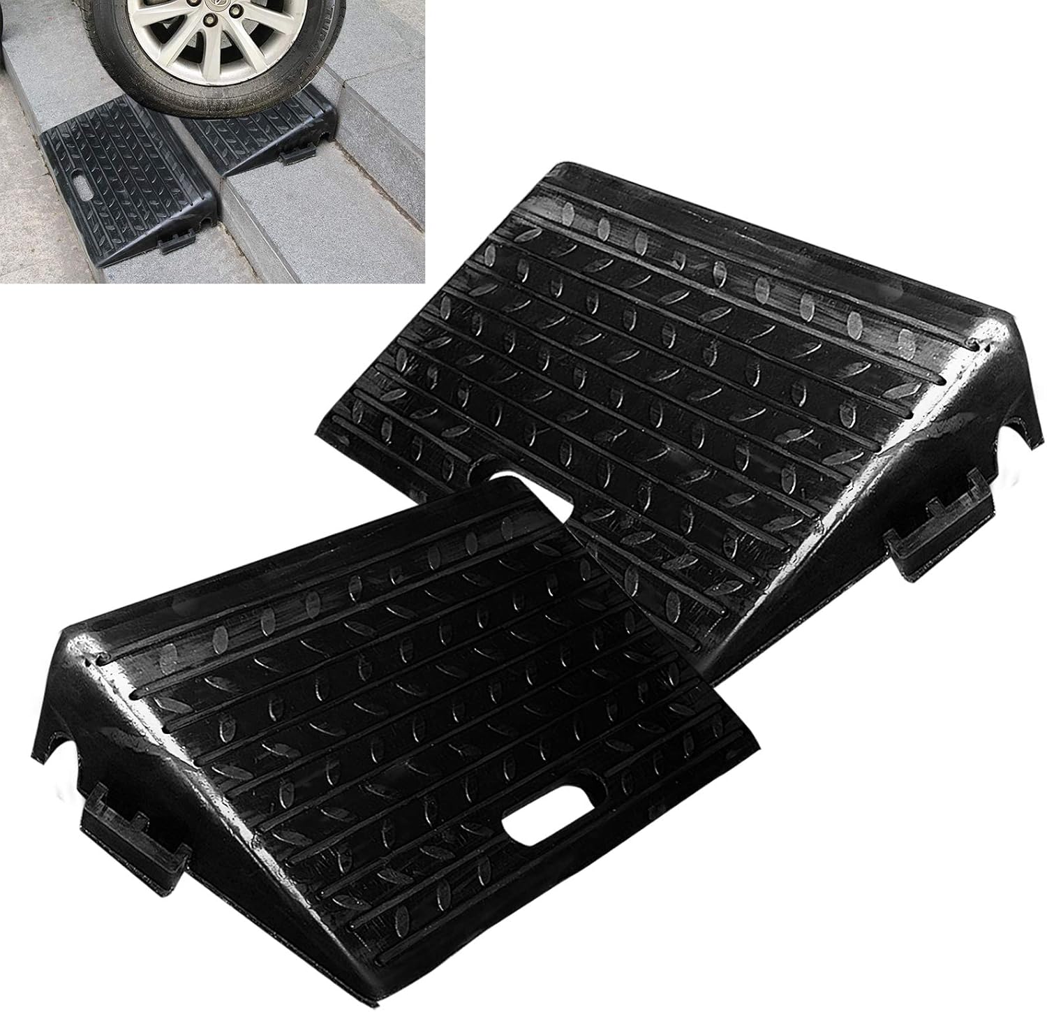 kingSaid MorNon 2PCS Heavy Duty Rubber Threshold Bridge Track Curb Ramp ...