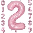 Amazon.com: PatiCool 40 Inch Pink Number Balloon 2, Large Number Foil Balloons Mylar for Girl ...