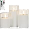 Amazon.com: ANGELLOONG Clear Glass Flickering Flameless Candles Battery Operated with Remote ...
