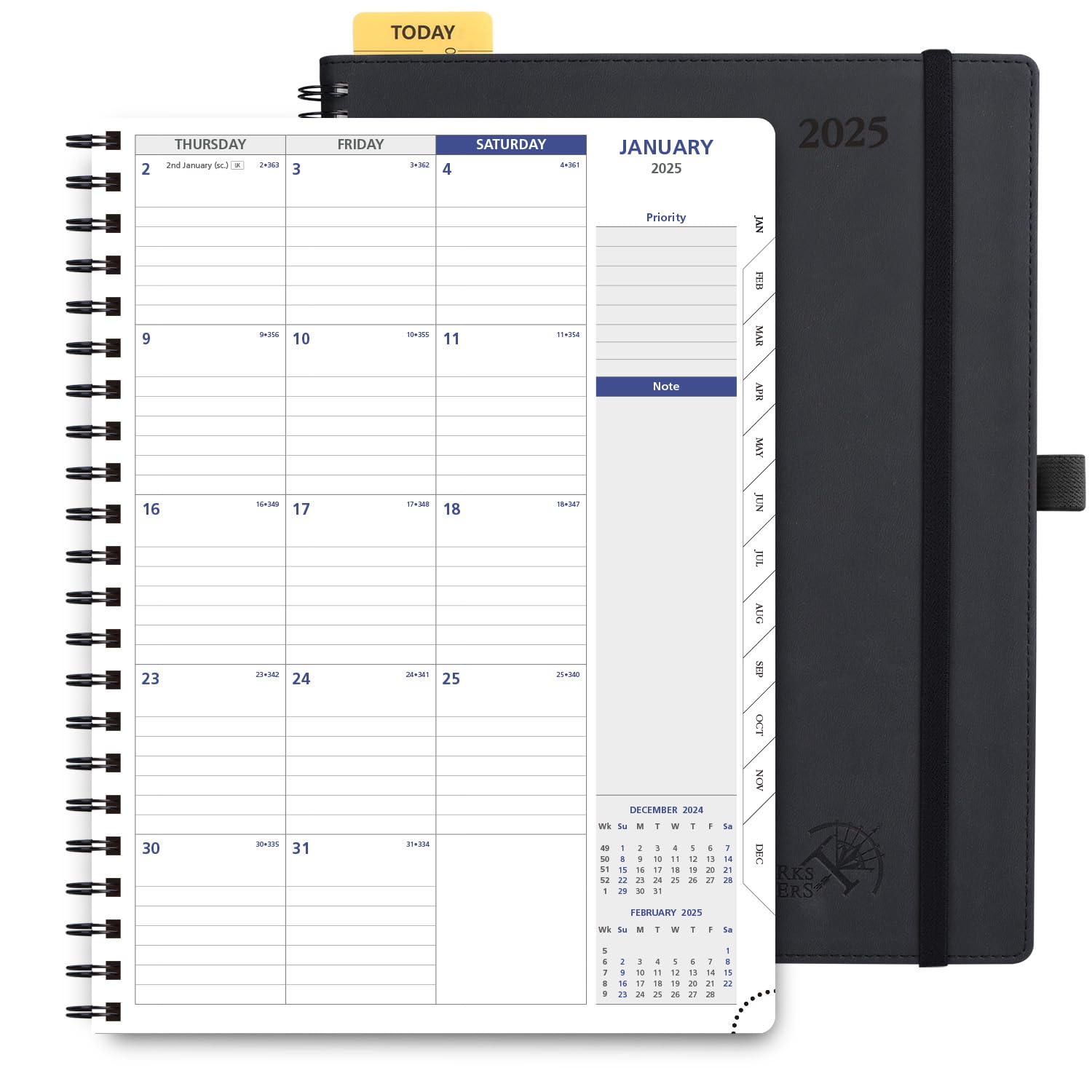 POPRUN 2025 Monthly Calendar Spiral Bound with Monthly Tabs 8.5" x 11 ...