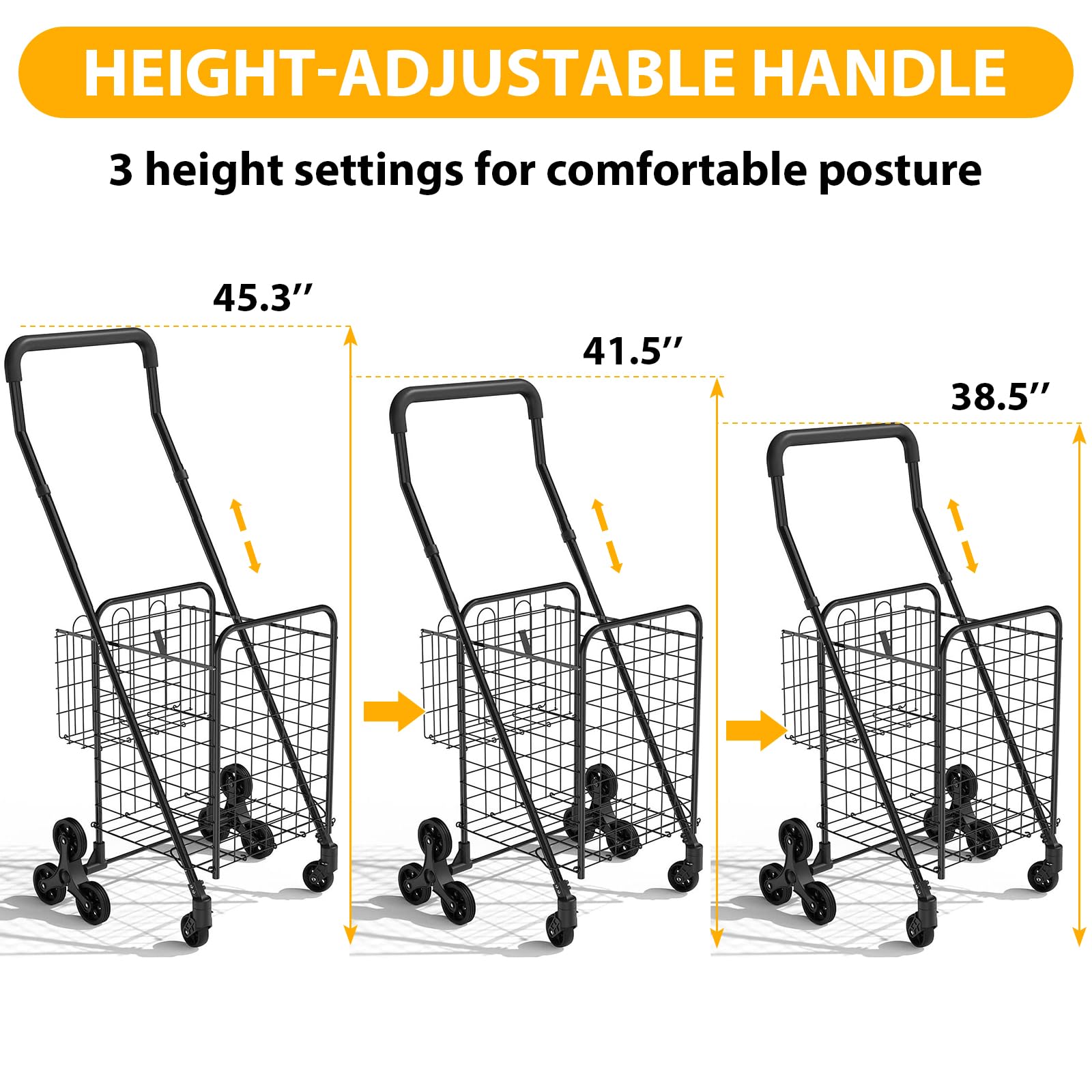 Mua Grocery Shopping Cart with 360° Rolling Swivel Wheels Stair Climber ...