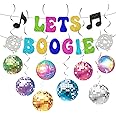 Amazon.com: Retro Disco Theme "Lets Boogie" Banner Glitter Paper ...