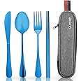 Amazon.com: Travel Utensils with Case, Quatish Portable Silverware Set for Work, Stainless Steel ...