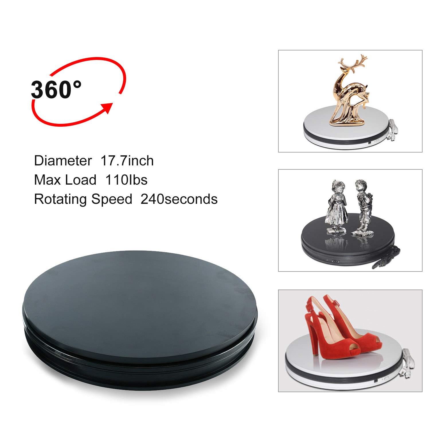 Black Electric Motorized Rotating Turntable Display Stand, 18 ...