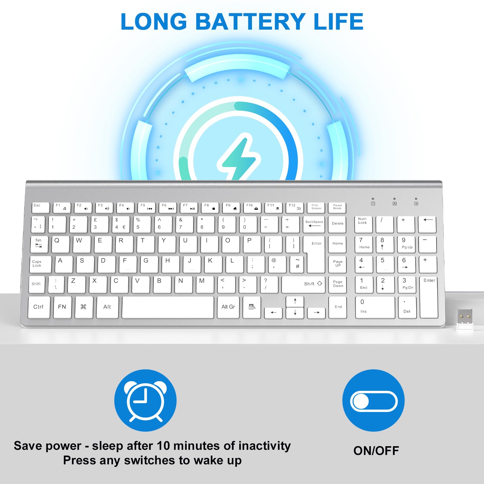 Mua cimetech Wireless Keyboard, 2.4G Ergonomic Keyboard with Number Pad ...