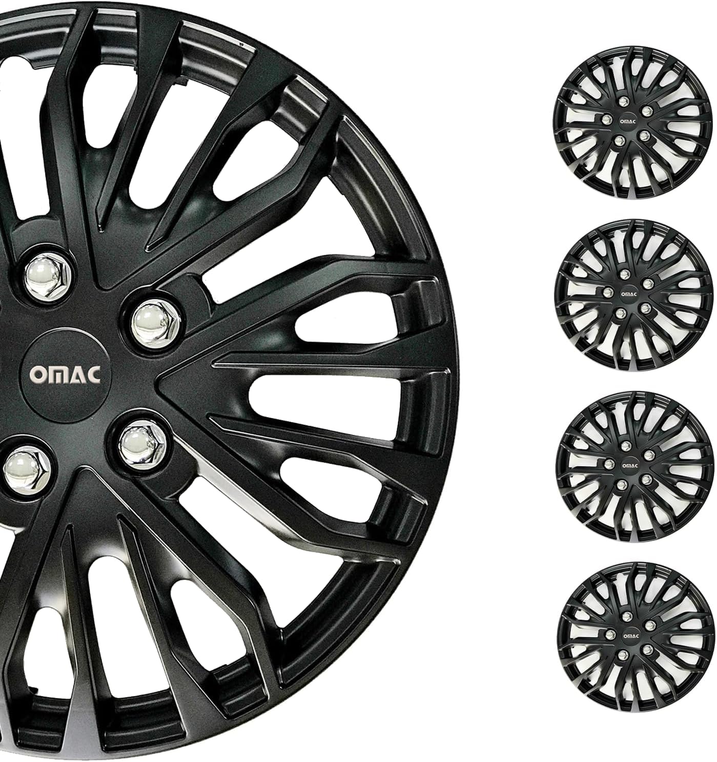 OMAC Black Hub Caps 16 Inch Set of 4, Tapas para Rines 16, Premium ...