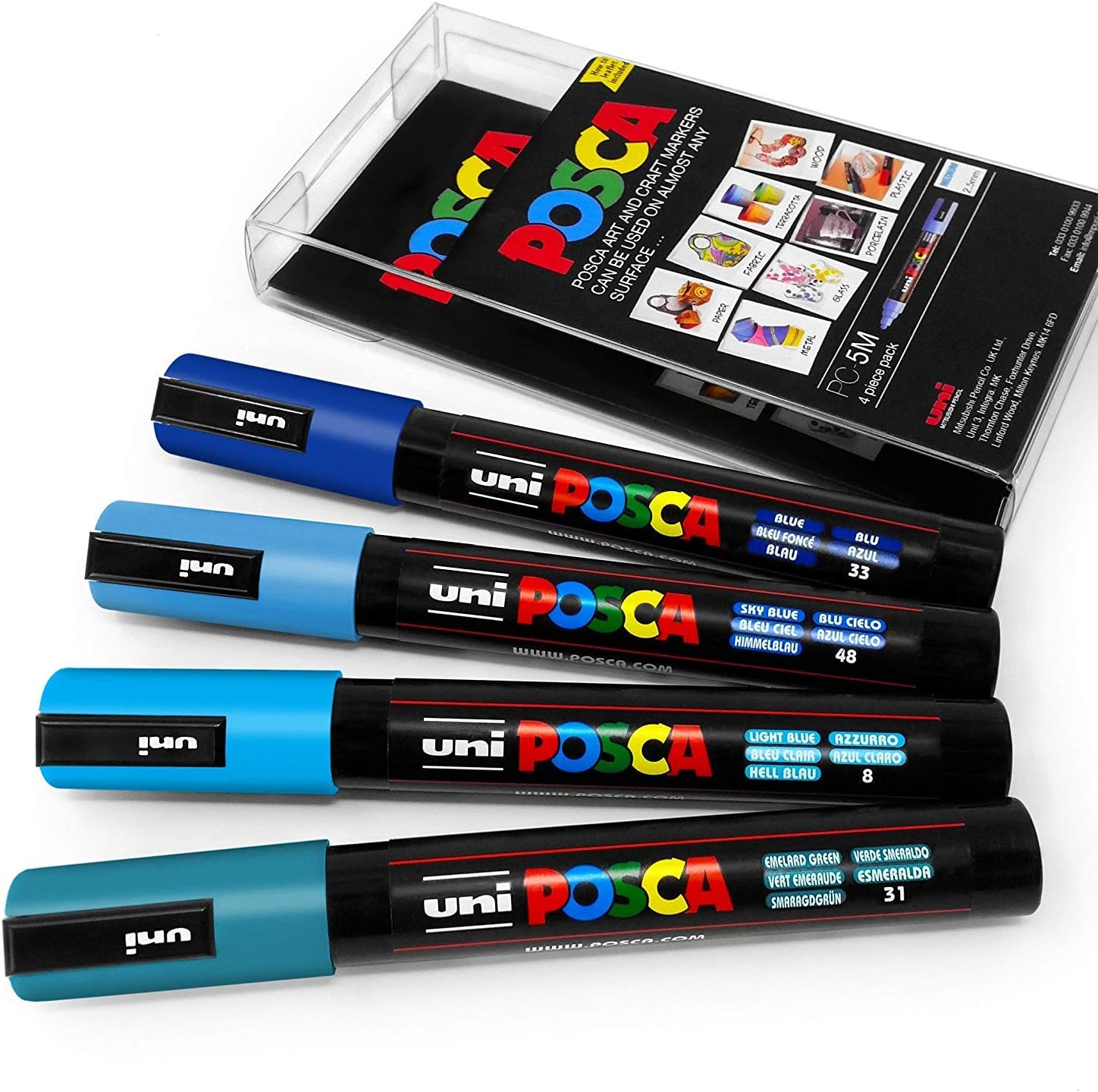Uni POSCA – PC-5M Art Paint Markers – Set of 4 – in Plastic Wallet ...