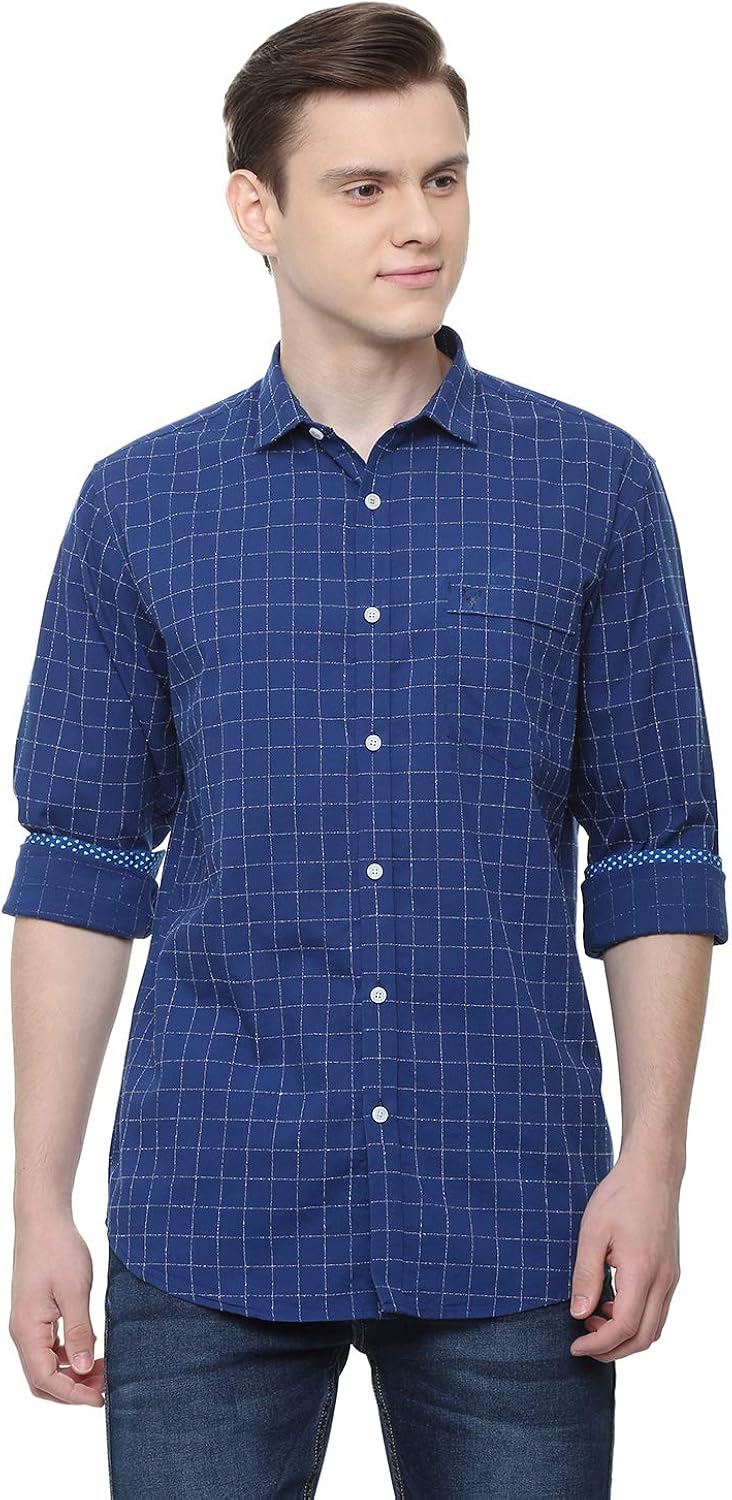 Buy Allen Solly Men's Checkered Slim fit Casual Shirt (ASSFWSPFP36381 ...