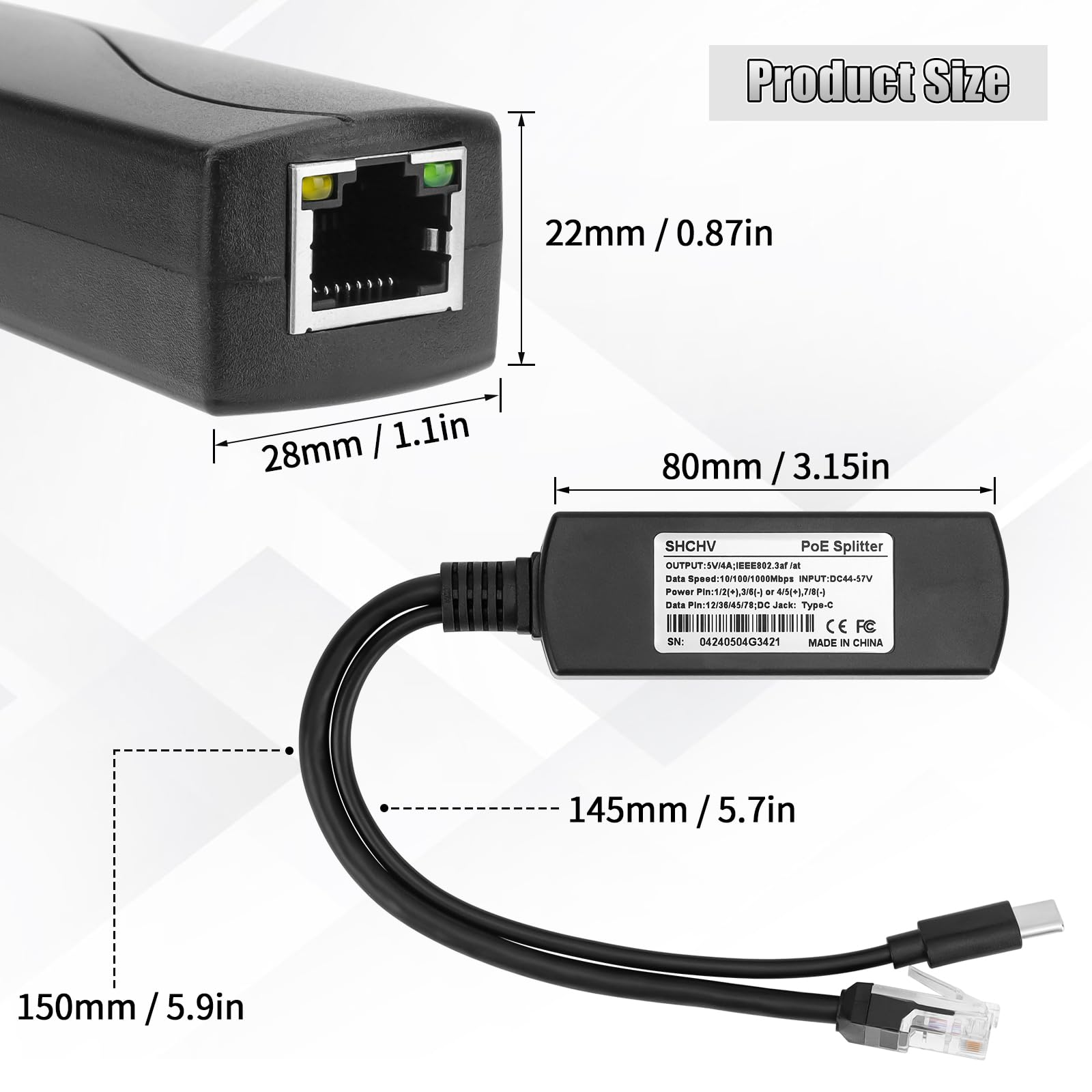 Mua Gigabit Poe Splitter 5V 4A Type-C, Power Over Ethernet Adapter for ...