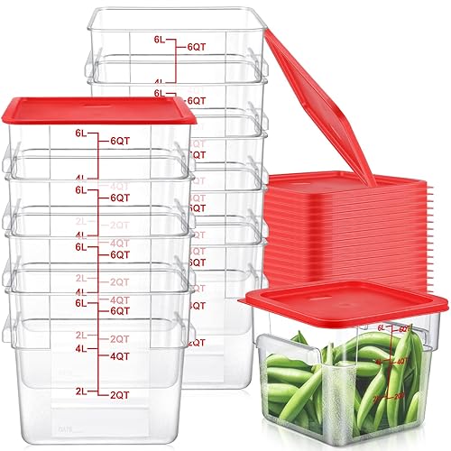 Ziliny Commercial Food Storage Containers with Lids 6 Qt Square ...